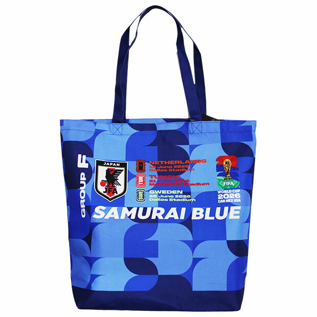 商品詳細サッカー日本代表、トートバッグ。 定番のサポーターズアイテム。大会グループリーグデザインのFIFA×JFAコラボアイテム。 サイズ：F(フリー) モデル：2026年春夏