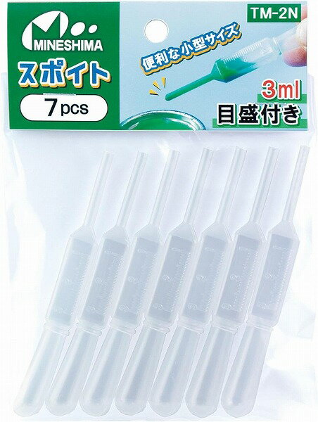 塗料の調合、溶剤の塗布等に使用する小スポイト。 接着剤など様々な用途に使用できます。 本体に1〜3mlの目盛り付き！ ※製品の仕様は旧製品「TM-2」と同じです。 【製品仕様】 ■本体：約95?（先端：約27?） ■材質：PE（ポリエチレン...