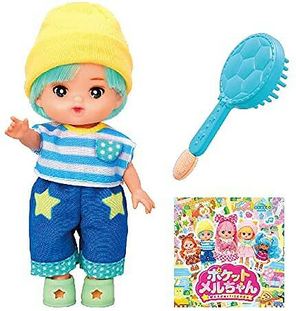 手のひらサイズで、いつでもどこでもつれて遊べるポケットメルちゃんシリーズ。 メルちゃんのおともだちラムネくんは氷水で冷やすと髪の色がミントグリーンからブルーに変化するよ。 手で温めると元の色に戻ります。【宅配便のみ】