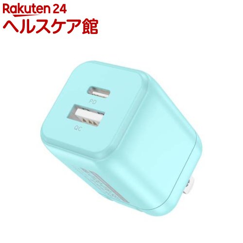お店TOP＞家電＞電池・充電池＞充電池・充電器＞USBポート搭載充電器＞PD20W対応 AC充電器 USB-C×1USB-A×1 コンパクト アップルグリーン (1個)【PD20W対応 AC充電器 USB-C×1USB-A×1 コンパクト ...