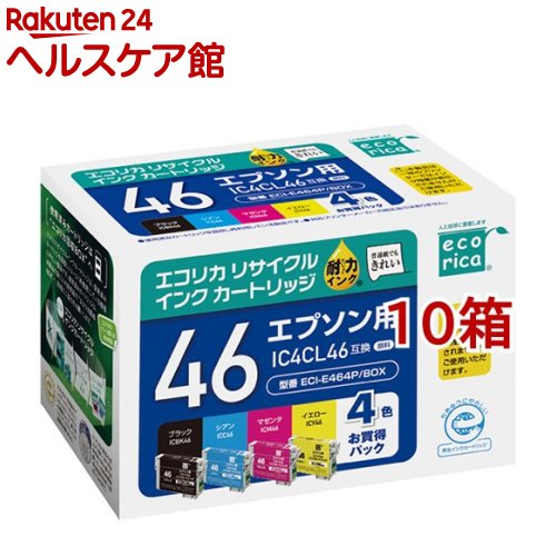 お店TOP＞ホーム＆キッチン＞文房具＞筆記用具＞インキ・カートリッジ＞エコリカ エプソン 4色パック IC4Cl46 (10箱セット)【エコリカ エプソン 4色パック IC4Cl46の商品詳細】●対応メーカー・・・エプソン●純正型番・・・I...