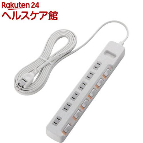 お店TOP＞家電＞情報家電＞電源タップ＞タップ(個別スイッチ付)＞エレコム 延長コード 電源タップ 5m 2P 6個口 無灯個別スイッチ T-K5B-2650WH (1個入)【エレコム 延長コード 電源タップ 5m 2P 6個口 無灯個別ス...