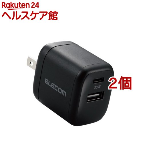 お店TOP＞家電＞スマートフォン・携帯電話＞充電器・バッテリー＞スマートフォン用充電器＞エレコム USB Type-C 充電器 PD 対応 最大出力30W タイプC*1 タイプA*1 ブラック (2個セット)【エレコム USB Type-C...