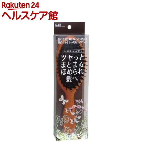 お店TOP＞化粧品＞ヘアケア＞ブラシ・コーム・櫛＞ヘアブラシ＞ミックスクッションブラシ (1個)【ミックスクッションブラシの商品詳細】●髪に自然な輝きを与える天然毛と頭皮にやさしい先丸ナイロン毛のミックス毛、ウッドハンドルのブラシです。●毎...