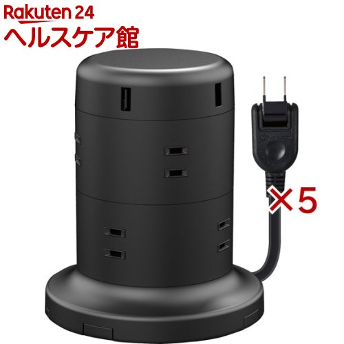 お店TOP＞家電＞トラベル用品＞変換プラグ・電源ケーブル＞電源タップ・電源ケーブル＞エレコム 電源タップ 8個口 2m 雷サージ ほこり防止 USBポート付 ブラック ECT-0620BK (5セット)【エレコム 電源タップ 8個口 2m ...