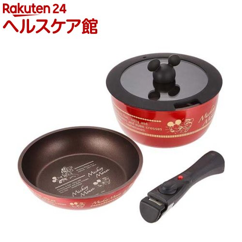 お店TOP＞ホーム＆キッチン＞鍋・フライパン＞鍋＞鍋・フライパンセット＞取っ手が外れる 鍋＆フライパンセット ミッキー IH ガス対応 (1セット)【取っ手が外れる 鍋＆フライパンセット ミッキー IH ガス対応の商品詳細】●脱着式のハンド...