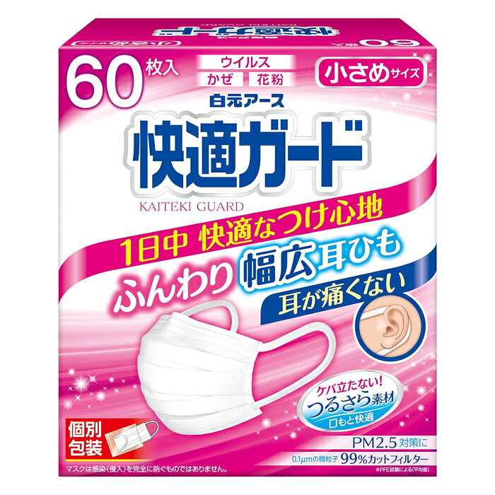 使用方法 (1)マスクを袋から1枚ずつ取り出します。 (2)上下の端を軽くつまみプリーツを広げてください。張り出した側が外側になります。 (3)ノーズフィッターを上にして、顔にあてながらひもを両耳にかけます。 (4)ノーズフィッターを鼻の形...