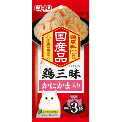 ・フレーク状にほぐしたささみに、ささみのペーストを加えねこちゃんの大好きなかにかまを加えました。・緑茶消臭成分配合(緑茶エキスが腸管内の内容物のニオイを吸着し、糞・尿臭を和らげます。)【原材料】鶏肉(ささみ)、かに風味かまぼこ、ほたてエキス...