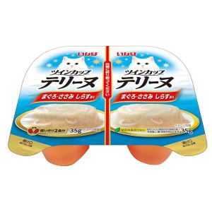 ●まぐろとささみのペーストにしらすをトッピング。●1個35gなので、小食の猫ちゃんにも与えやすい食べ切りサイズ。●カップ容器なので、開けやすくごみ処理も簡単。【原材料】鶏肉(ささみ)、まぐろ、しらす、ほたてエキス、まぐろエキス、糖類(オリゴ...