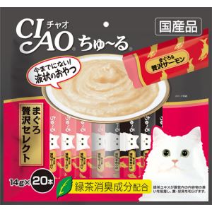 今までにない液状のごはんです。ちゅるっと出して、猫ちゃんがペロペロなめて楽しめます。ちゅる贅沢シリーズ2アイテム「まぐろ＆贅沢本まぐろ」「まぐろ＆贅沢サーモン」のアソートパック。一度与えたら、やみつきになるおいしさです。素材・材質：【まぐろ...