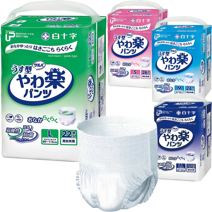 モレ防止と快適さを同時に実現した初めてのはき心地。日中〜夜間まで使えるパンツタイプ。○おなかは「楽（らく）」に、モレやすい背中・下腹部はフィットさせる、全方向フィットやわ楽パンツはおなかとおしりはゆったりさせ、モレにつながりやすい下腹部とウ...