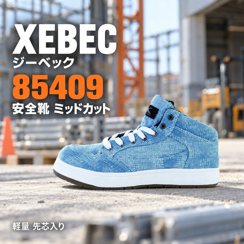【XEBEC(ジーベック) 85409 キャンバスセーフティシューズ】 毎日のワークシーンを、もっとおしゃれに、もっと快適に。XEBEC(ジーベック)のキャンバスセーフティシューズ 85409は、カジュアルなデザインと確かな安全性能を両立し...