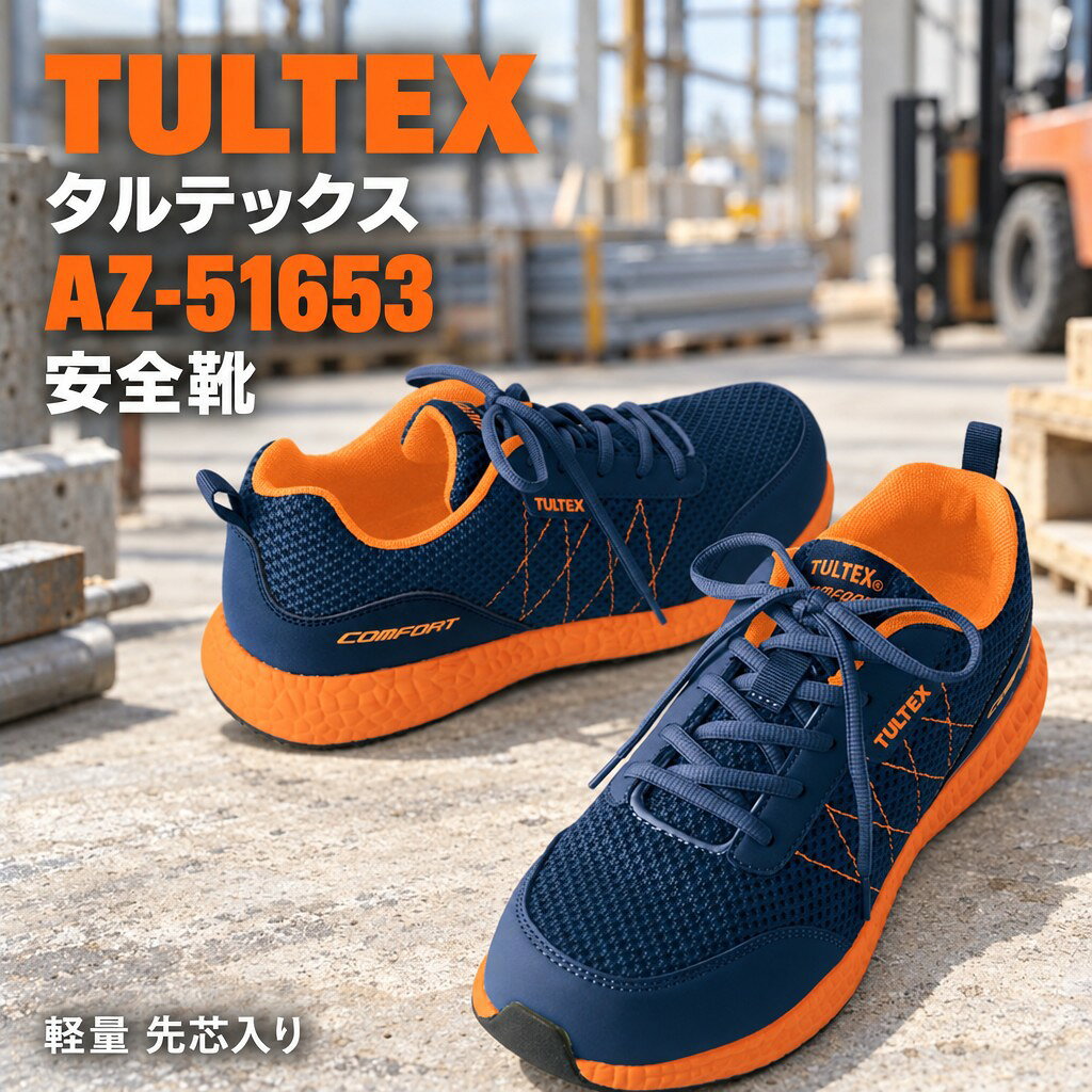 AITOZ TULTEX AZ-51653 セーフティシューズ スポーティなデザインと快適な履き心地を両立した、アイトス TULTEXのセーフティシューズ AZ-51653。軽量設計と優れたクッション性で、長時間の作業でも足への負担を軽減し...