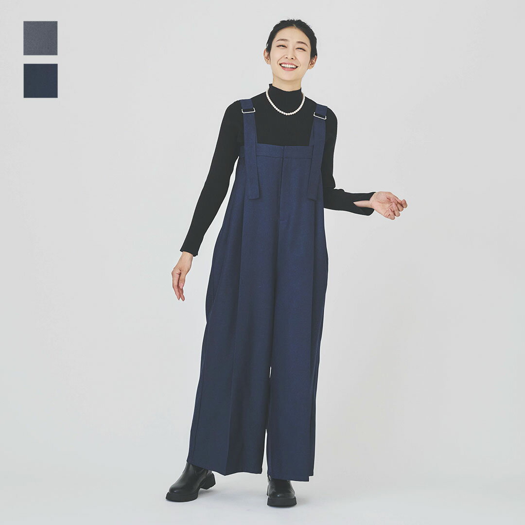 ●POINT・ワイドなゆったりとしたシルエットですっぽりと体型カバーができる・太めの肩紐で肩まわりが華奢見えする・しっかりとしたウールライクなさらっとした生地感・程よくハリがありスッキリとしたシルエットをキープ・インナー次第でロングシーズン...