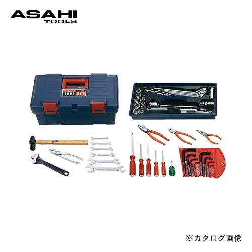 【メーカー】 ●旭金属工業（株） 【仕様】 ●JIS表示認定工場製 ●ケース寸法(mm)間口×奥行×高さ:445×260×222 ●セット内容(点):48 ●質量(kg):9.3 【関連商品】 旭金属工業 アサヒ ASAHI 丸形両口スパナ...