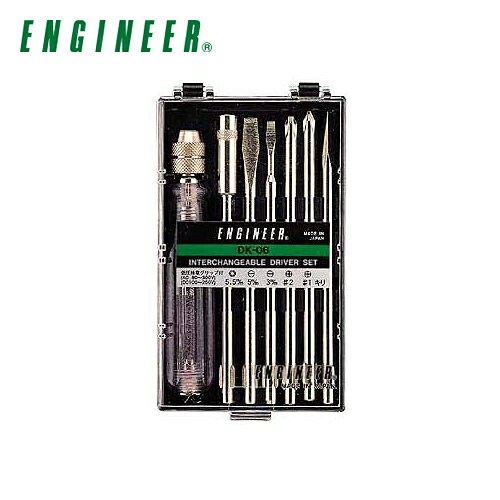 【メーカー】●(株)エンジニア【特長】●低圧検電グリップ付です。(AC80〜300V / DC100〜250V)【用途】●修理・メンテナンス作業に。【仕様】●セット内容(mm):検電グリップ、キリ、+#1、+#2、-3.5、-5.5、ナット...