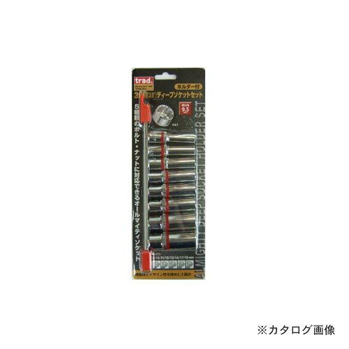 【メーカー名】 ●(株)三共コーポレーション 【特長】 ●5種類のボルト・ナットに対応できるオールマイティソケット ●3分角ディープソケットセット 【仕様】 ●差込角：9.5mm ●サイズ：8/10/11/12/13/14/17/19mm