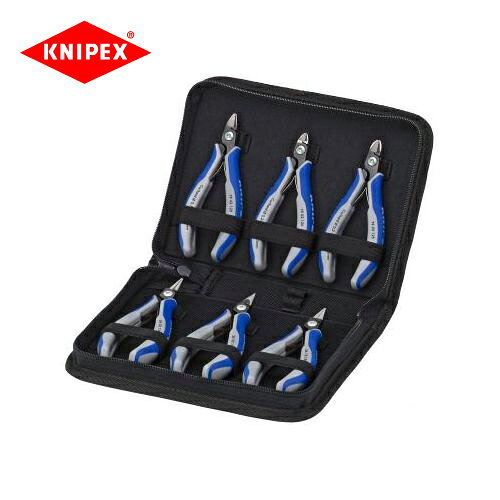 【メーカー】 ●KNIPEX社 【特長】 ●エレクトロニクス関係の作業に ●合計6ヶ所の収納内部があり、精密エレクトロニクスプライヤー及びニッパー各3本がセットされています ●ケースはファスナー付きで、プリアヤーは伸縮性のあるバンドで固定す...