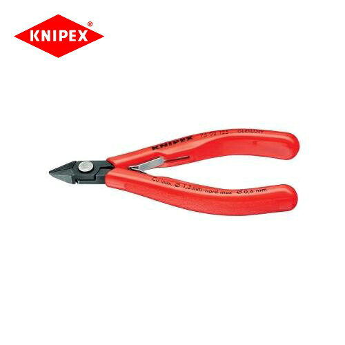【メーカー】 ●KNIPEX社 【特長】 ●極めて精密なエレクトロニクス関連、精密機器関連の切断作業に最適な高精度のニッパー。 ●軟線・硬線及び細いピアノ線も精密に切断することができます。 ●入念な焼入れ処理が施された刃の硬度は約HRC64...