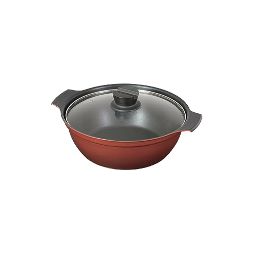卓上鍋レッド/3.5 L/HB-6964・Size:3.5 LStyle:卓上鍋・パッケージ個数:1・製品サイズ:(約)幅31.5×奥行26.5×高さ13cm、鍋の深さ:(約)8.5cm・製品重量:(約)1.2kg・本体 表面加工:内面/ふ...