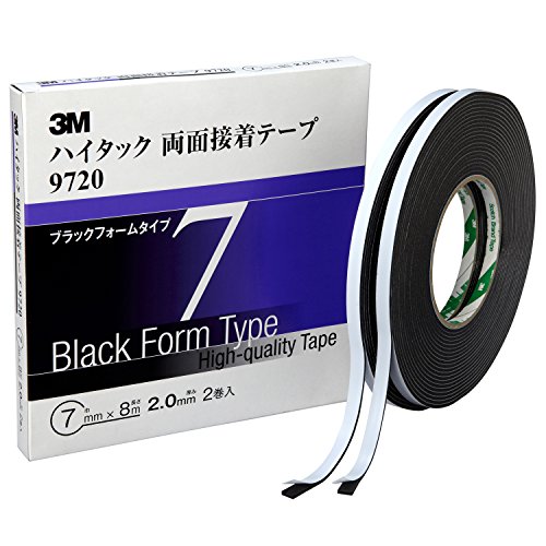 ブラック/7mm幅/9720 7 AAD・Size:7mm幅・パッケージ個数:1・基材:アクリルフォーム 粘着剤:アクリル系・テープの色:黒色・テープの厚さ2.0mm●自動車メーカーが車両生産工程で使用している、両面接着テープです ●接着し...