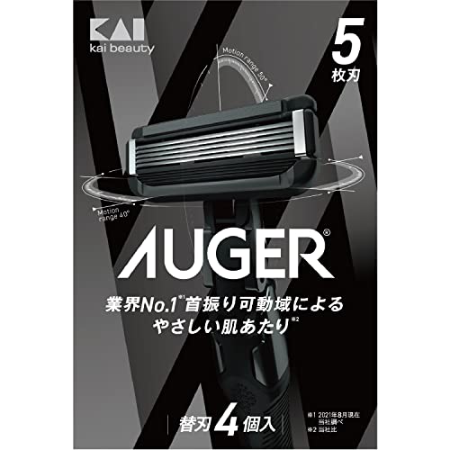 替刃4個ブラック/4個 (x 1)/000GA0089・Style:替刃4個・パッケージ個数:1・【AUGER　SYSTEM　RAZOR】肌へのやさしいフィッティングの5枚刃カミソリ・【業界No.1※の首振り可動域を実現】独立サスペンション...