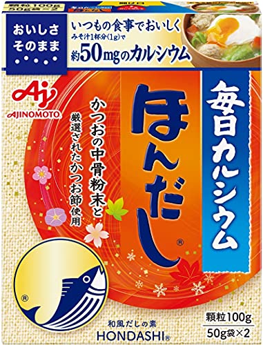 -/100グラム (x 1)/-・Size:100グラム (x 1)・パッケージ個数:1・カロリー:製品1g(みそ汁1杯分)当たり エネルギー1.9kcal・原材料:調味料(アミノ酸等)、食塩、かつお中骨粉末、砂糖、風味原料(かつおぶし粉末...