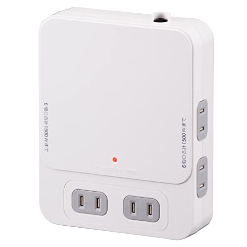 コンセント6個口・ HS-TK6TV1-W・コンセント:6個口・15A 125V 1500W以下・本体材質:難燃性ABS・本体質量:(約)327g・本体寸法:(約)幅120×高さ155×奥行34mm(プラグ含まず)説明 商品紹介 ●壁面とフ...