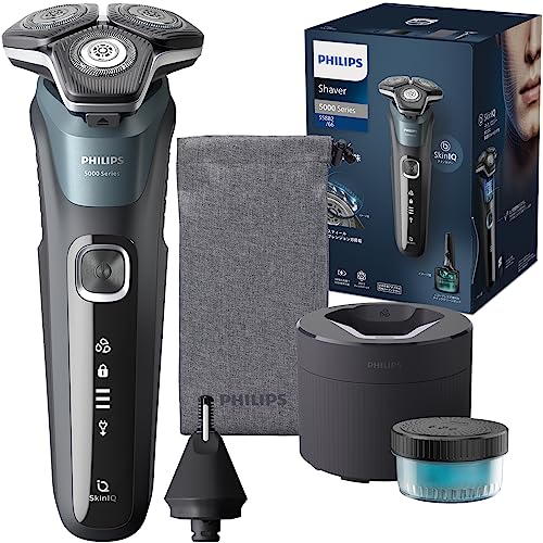 洗浄器付き・ぺトロールブルー S5882/66・・Style:洗浄器付き・?【最適なシェービング】SkinIQテクノロジー搭載。ヒゲの濃さや顔の輪郭を感知し、一人ひとりの個性に合った最適なシェービングへ・?【深剃り】毎分90 000回カット...