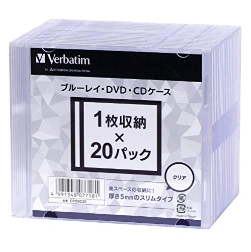 クリア/20枚/CPSSC20・Size:20枚Color:クリア・パッケージ個数:1・CD/DVD/Blu-rayディスクケース・厚さ:5スリムケース・収納枚数:1枚・入り数：20枚DVD・CD・Blu-ray Discの保管・受け渡しに...
