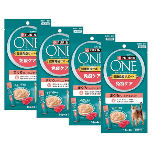 -/56g(×4)/5211990049183・健康免疫サポートおやつで美味しく健康ケア・「健康免疫サポート」で健康を保ち猫本来の免疫力を維持。厳選したまぐろを小さくほぐしまぐろの味わいが詰まったゼリーに閉じ込め たダブルの食感と美味しさ。...