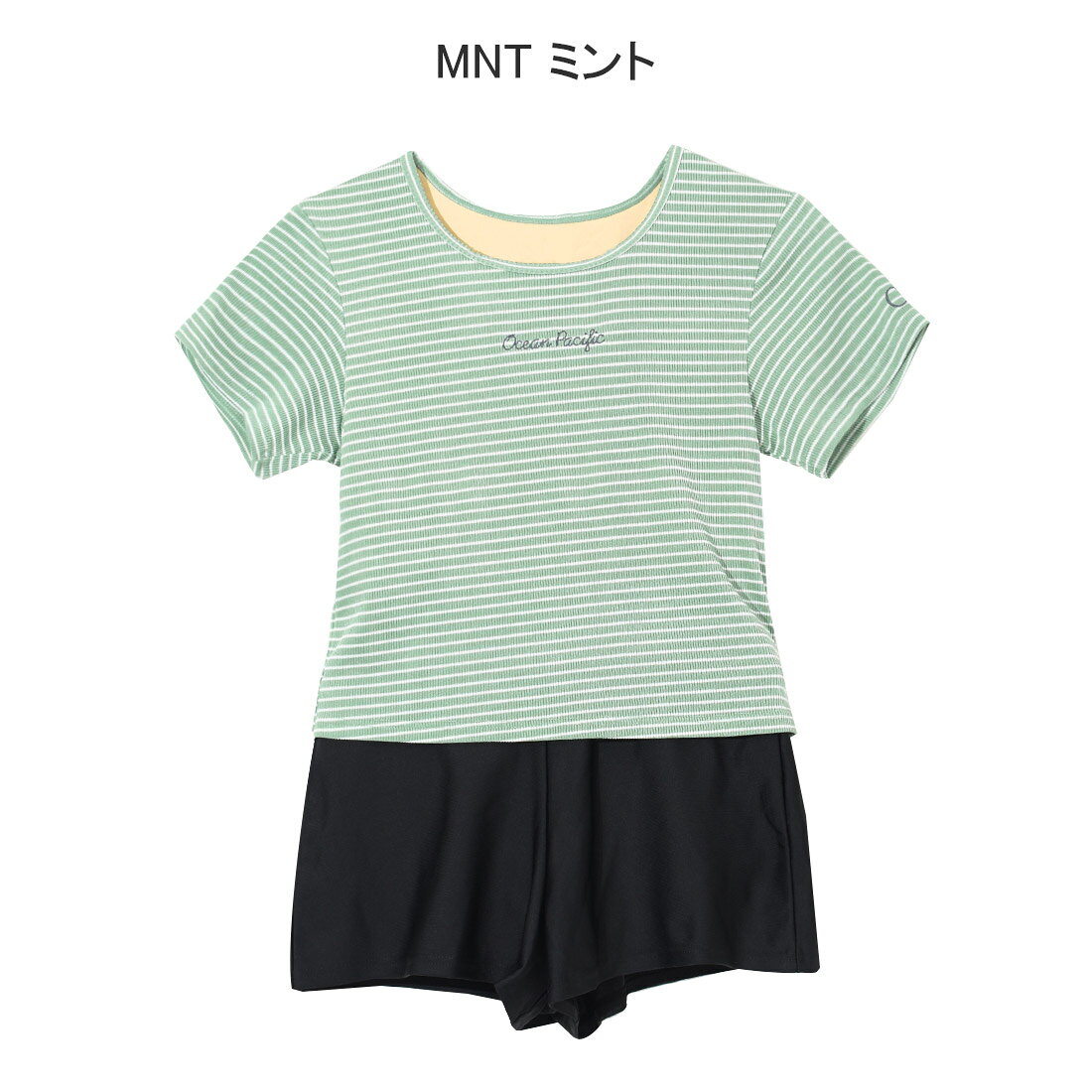 【送料無料】【1点のみメール便対象】OceanPacific キッズ ニットTシャツ風タンキニ 2点セット 水着 海 プール キャンプ 女の子 小学生 中学生 130cm 140cm ...