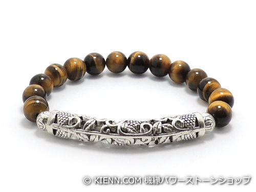 お会計後、通常2営業日以内にネコポス(ポスト投函サービス)で発送、1〜2日程度でのお届けとなります。【パワーストーン仕様】チベット合金 曲パイプ48mm×8mm，チベット合金 6mm，タイガーアイ AAAA 8mm【組み合わせ効果のバランス...