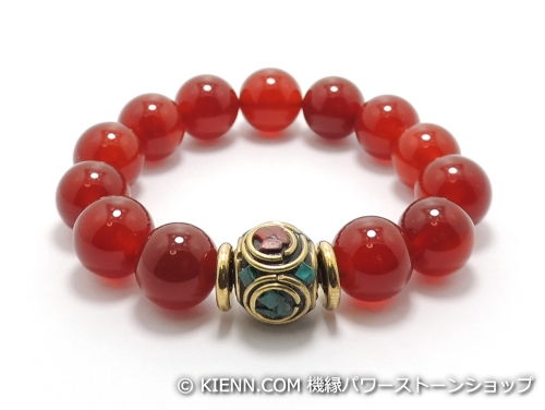 お会計後、通常2営業日以内にネコポス(ポスト投函サービス)で発送、1〜2日程度でのお届けとなります。【パワーストーン仕様】チベットハンドメードビーズ 6面丸玉カット13mm×13mm，レッドアゲート AAAA 12mm，チベット合金 真鍮1...