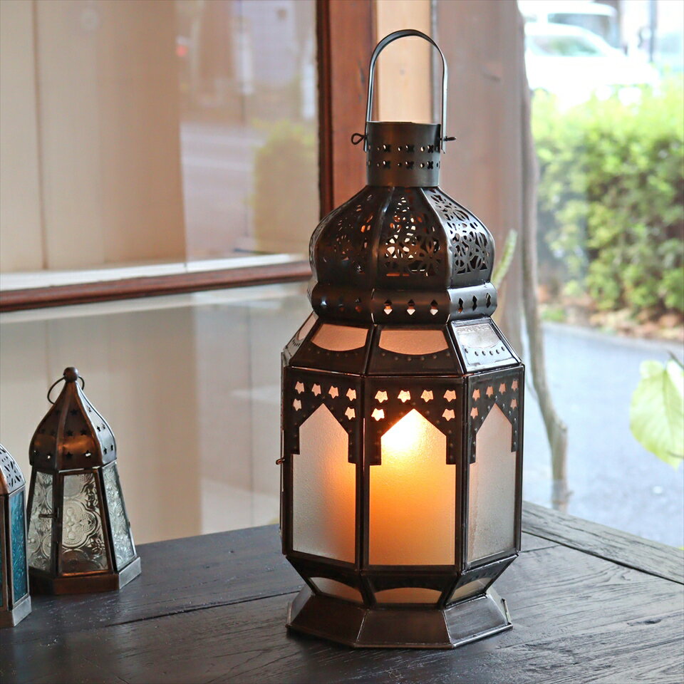 モロッコランタン キャンドルホルダー 高さ36cm 直径16cm フロスト Morocco Lantern Candle holderDETAIL 商品番号 lpomac2173flost サイズ 本体の高さ:36cm取手を含めた高さ:42...