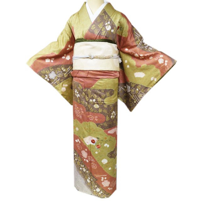 丈161cm(+10) 裄66.5cm(+3) 袖丈48cm(+4) 前幅25cm 後幅30.5cm ※サイズのお直し、承ります。 （身丈のみ、身幅のみのお直しは承っておりません） ※身丈は肩から測っております。 ※()内はおおよそのお直し...