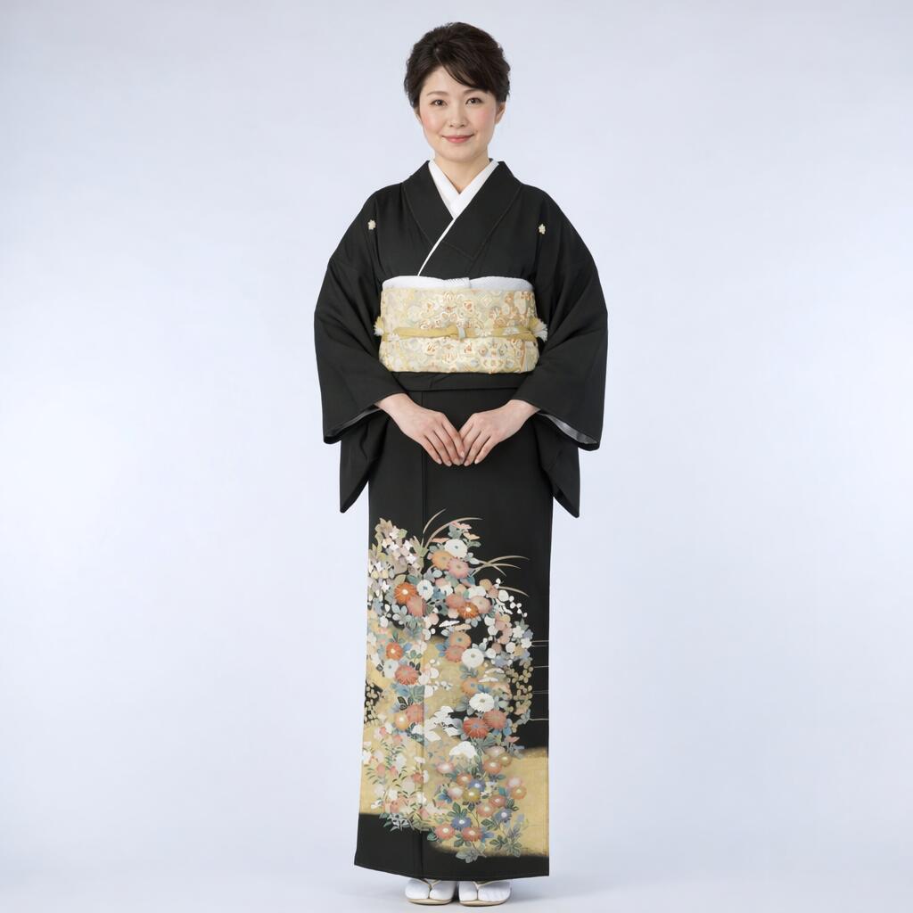 黒留袖「金彩四季花」フルレンタルセット 商品番号：SP-020 以下の日程はお貸し出しができません。 2026年5月23日～2026年6月7日 商品番号：【SP-020】 商品名 金彩四季花 商品の特徴 素材 シルク 着物寸法 身丈 168...