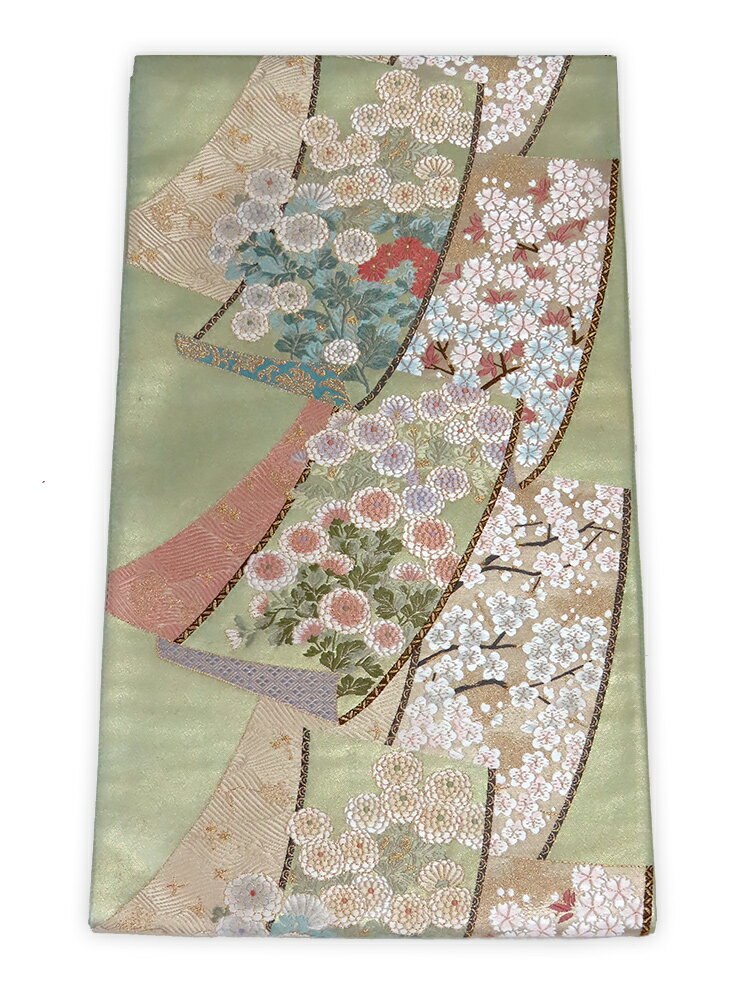 西陣織工業組合 証紙No295　ふくい　謹製 謹製00年の伝統と技法を受け継ぎ 第11代目を数え あえて多く生産しない先人よりの理念と姿勢。 京都府より平成3年度「京の老舗」に 選定されました。 浅緑ベースに金糸を散りばめるように 織り込ん...