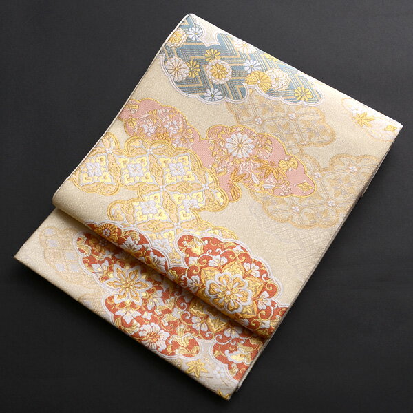 ☆お申し込み方法 「買い物かごに入れる」ボタンをクリックして、備考欄に、ご使用月日、お支払方法、サイズ等をご記入下さい。 &nbsp;雲取り柄の西陣織袋帯【obi-26-98】&nbsp;&nbsp;■素材：正絹(※金糸銀糸等除く)&nbs...