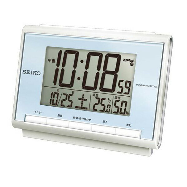 ◇セイコー クロック◇ 型　番　　　：SQ698L 枠　材　　　：プラスチック枠（薄青パール） 前　面　　　：プラスチック サイズ・重さ：85×120×48mm　180g 電　池　　　：単3（マンガン）×2 （電池寿命約1年間） 機　能　　...