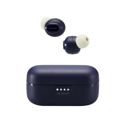 エレコム LBT-TWS16NV ワイヤレスイヤホン Bluetooth 5.3 イヤホン 低遅延 タッチセンサー 超小型 AAC対応 密閉型 Type-C 充電 ブルートゥース ネイビー ●装着時も収納時もコンパクトなBluetooth(...