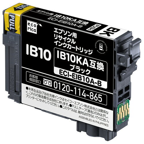 エコリカ ECI-EIB10A-B IB10KA 互換リサイクルインクカートリッジ ブラック ECIEIB10AB発売日：2023年9月7日●エコリカ リサイクルインクカートリッジ●対応カートリッジ:エプソン IB10KA●カラー:ブラック...
