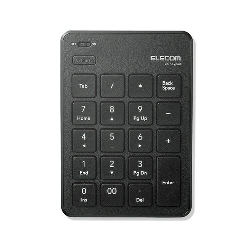 エレコム TK-TBP020BK Bluetooth薄型テンキーパッド ブラック●最薄部がわずか6.5mmの薄型設計で、場所を選ばずに使用できるBluetooth薄型テンキーパッドです。●キータイプにはノートパソコンのキーボードと同じ軽い力...