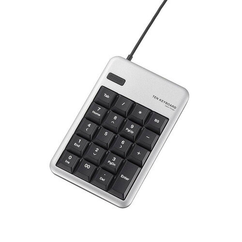 エレコム　TK-TCM011SV　USBテンキーボード（シルバー）●ノートパソコンでの使用に最適な、スタンダードなUSBテンキーボードです。●Excelでの作業に便利な[Tab]キーと、数字の入力に便利な[00]キーを装備しています。●大き...