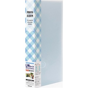 ナカバヤシ PHE1168A-B フォトホルダーEL168（チェック柄） ブルー【仕様】本体寸法：タテ297mm×ヨコ157mm×背巾35mm本体重量（スリップケース込）：250g表紙：ポリプロピレン（厚み0.8mm）台紙：ポリプロピレン製...