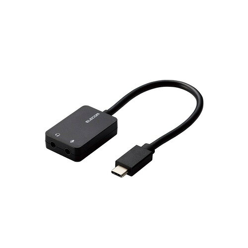 エレコム USB-CADC02BK Type-Cオーディオ変換アダプタ 3.5mm ステレオミニジャック 3極 4極×1 マイク入力ミニジャック3極×1 ブラック ●イヤホンジャックのないノートパソコン・タブレットなどで有線ヘッドセットやイ...