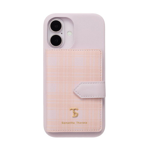 Samantha Thavasa STLPKWPCWIP2461 Wrap Case with Plaid Magsafe Card Wallet for iPhone16 Lavender Pink 発売日：2024年9月20日●エレガン...