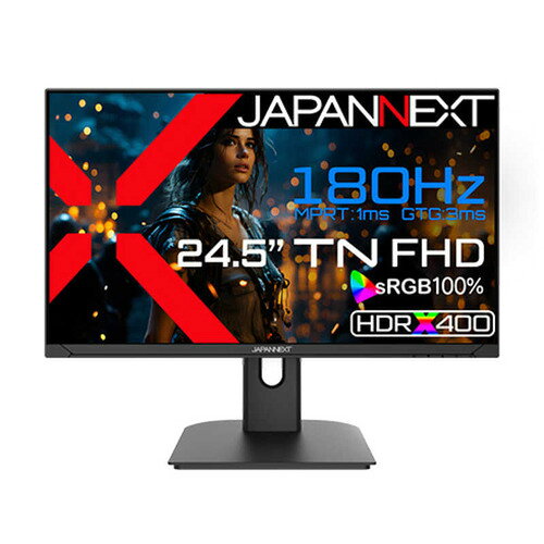 JAPANNEXT 24.5インチ TNパネル搭載 180Hz対応 フルHD ゲーミングモニター JN-245GT180FHDR ●本製品は、24.5インチのTNパネルを搭載したフルHD(1920x1080)解像度のゲーミングモニターです。...