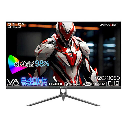 JAPANNEXT 31.5インチ 240Hz対応ゲーミングモニター HDMI DP フルHDワイド JN-V315G240FHDR ●31.5インチのフルHD(1920x1080)VAパネルを搭載、240Hzのリフレッシュレート、AMD ...