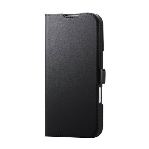 エレコム PM-A25APLFY3BK iPhone 17 ケース レザー カバー 手帳型 マグネット フラップ 衝撃吸収 ストラップホール付 スタンド機能付 ブラック ●便利な機能を搭載した、革のような柔らかな風合いのソフトレザーケースで...